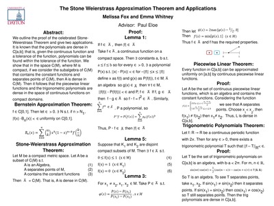"The Stone-Weierstrass Approximation Theorem and Applications"