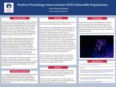 "Positive Psychology Interventions With Vulnerable Populations"